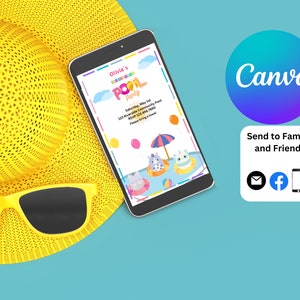 Squishmallow Pool Party Birthday Invitation- Personalized Invitation ...