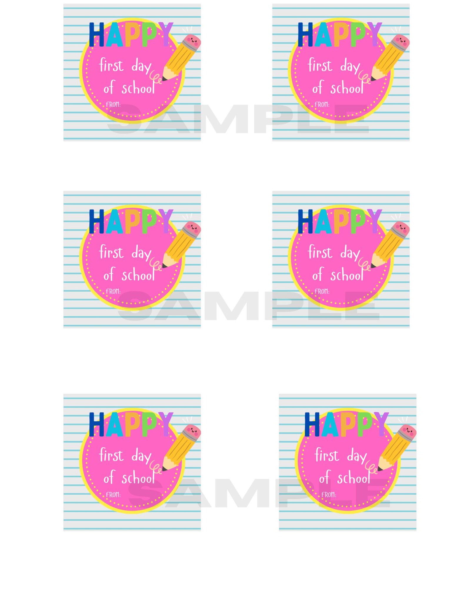 Happy First Day Back to School Gift Tag Template, Printable Class ...