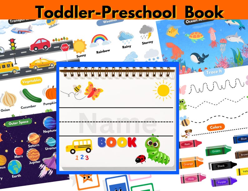 Printable Toddler/pre-k Learning Busy Book Activity, Writing, Reading ...