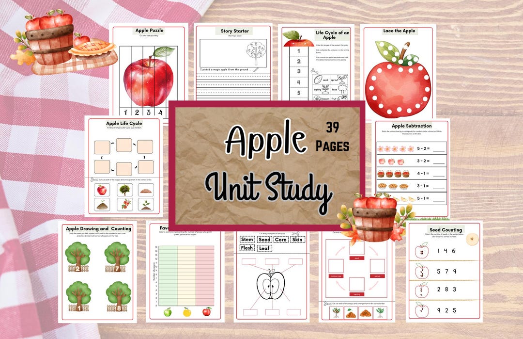 Apple Unit Study, Preschool Learning Activity (39-page Printable) - Etsy