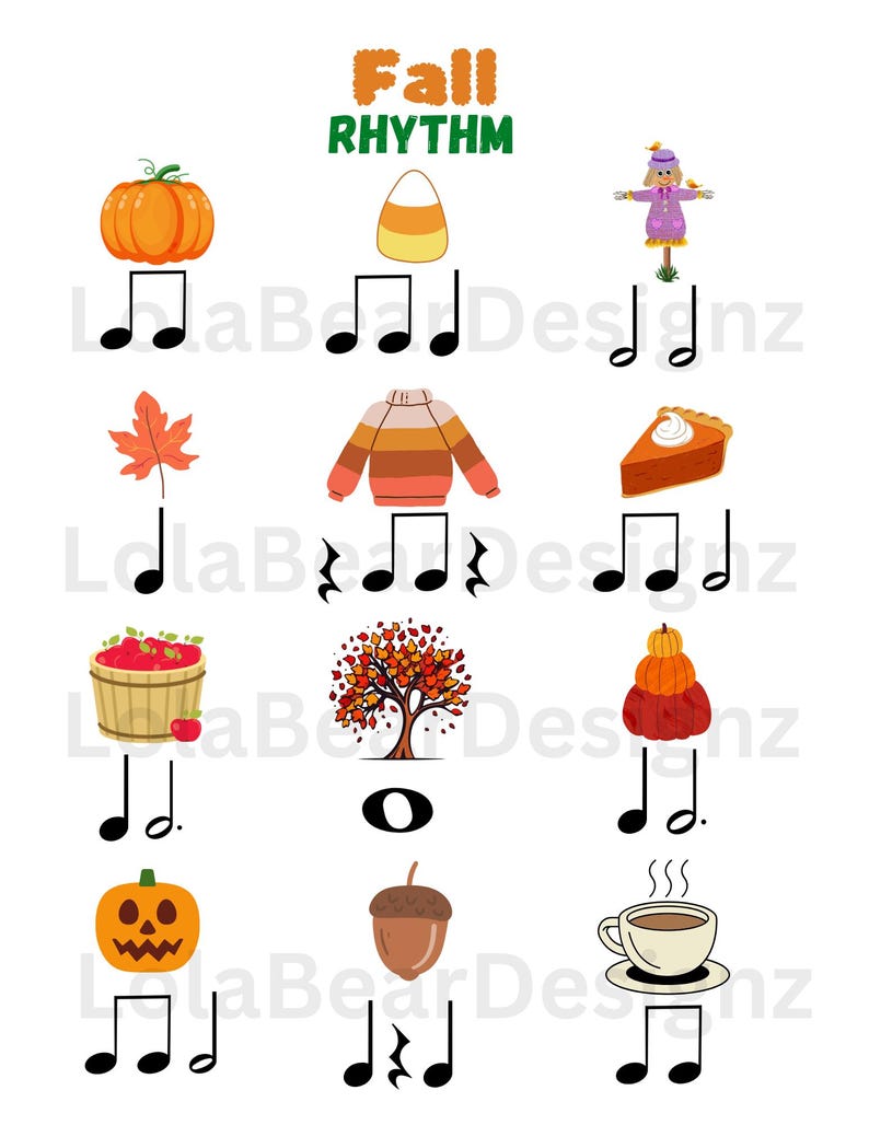 Fall Rhythm Piano Sheet Music: Beginner Kids Activity (PDF Download 8 ...