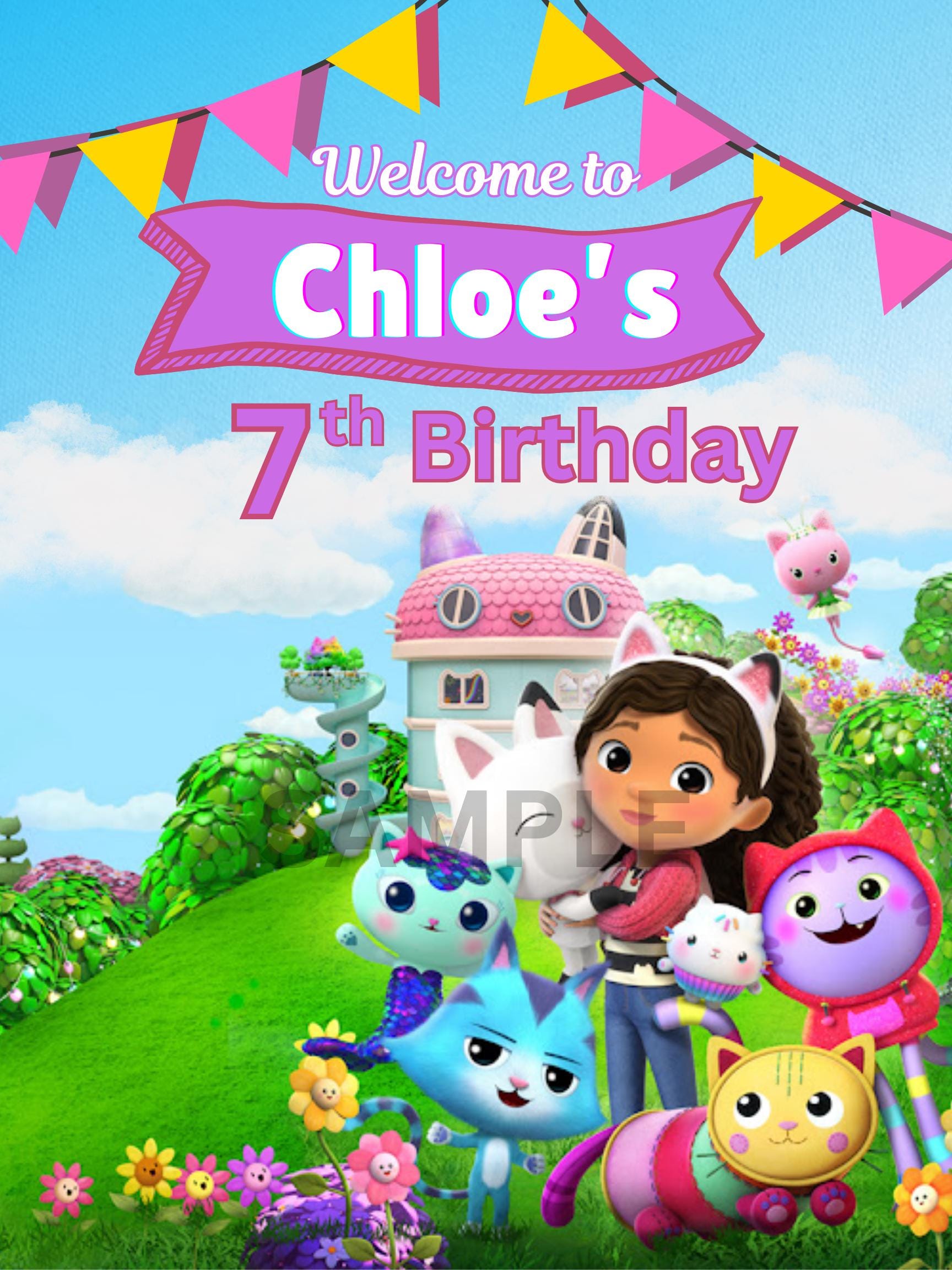 Editable Gabby's Dollhouse Birthday Welcome Sign: Party Decor (digital ...