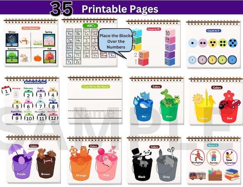 Toddler Learning Busy Book: Math, Science, Reading (PDF Download) - Etsy