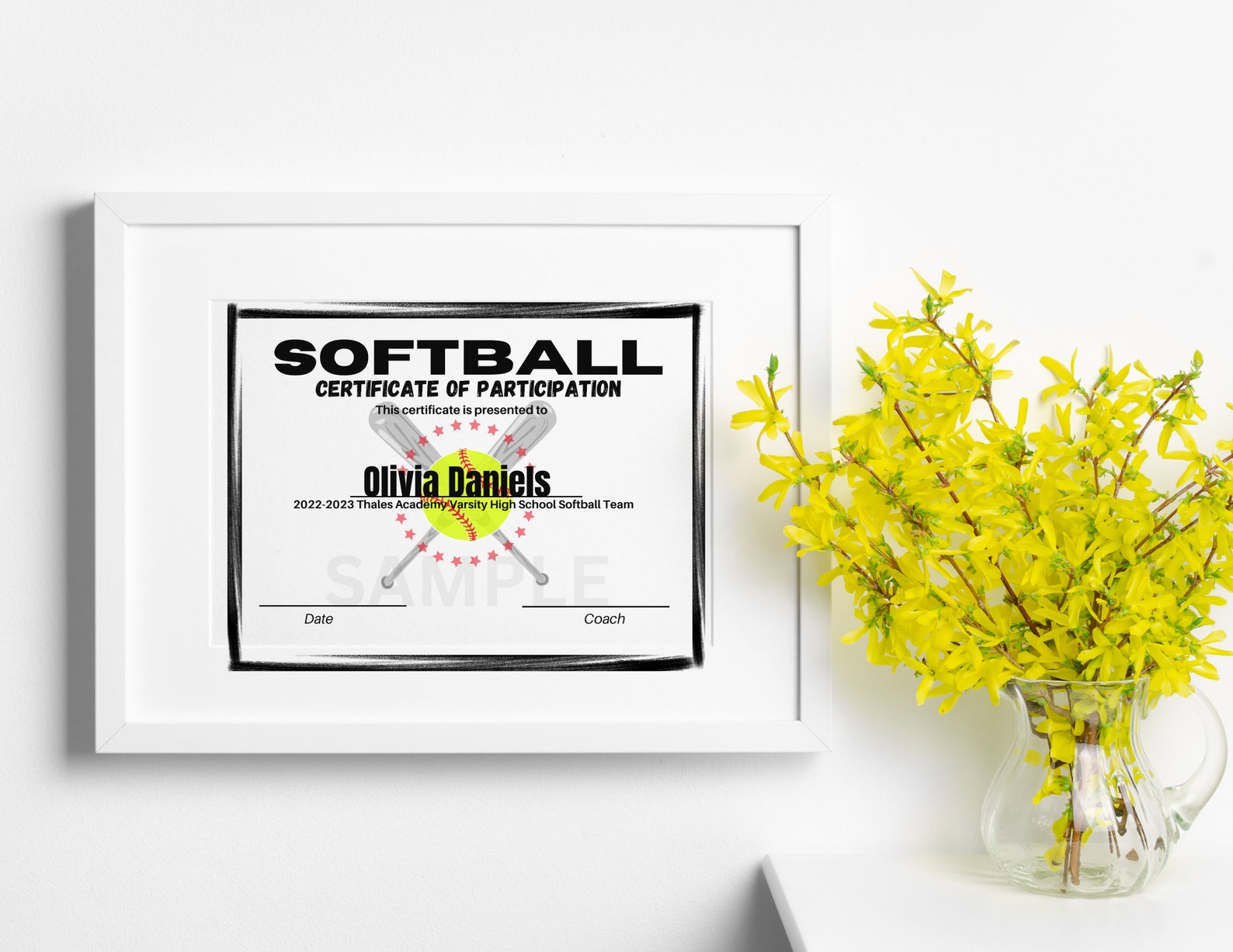 Editable Softball Certificate Template- Award- Participation-diploma ...