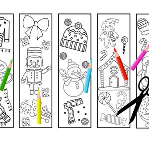 Printable Christmas Coloring Bookmarks, Digital Instant Download, Fun ...
