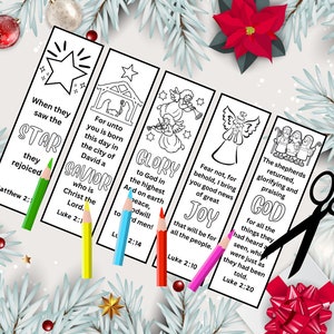 Christmas Themed Bible Verse Coloring Bookmark Activity, Instant ...