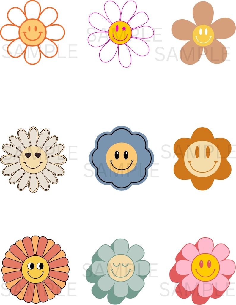 Smiley Face Flower Daisy Smiley Face Daisy for Stickers - Etsy