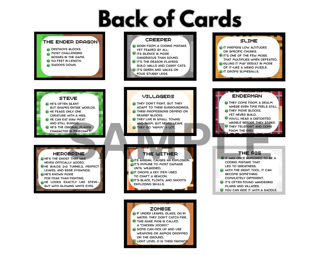 Minecraft Game Trivia Game, Printable, Digital Download, Birthday Party ...