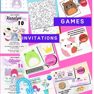Squishmallow Pool Party Birthday Invitation- Personalized Invitation ...
