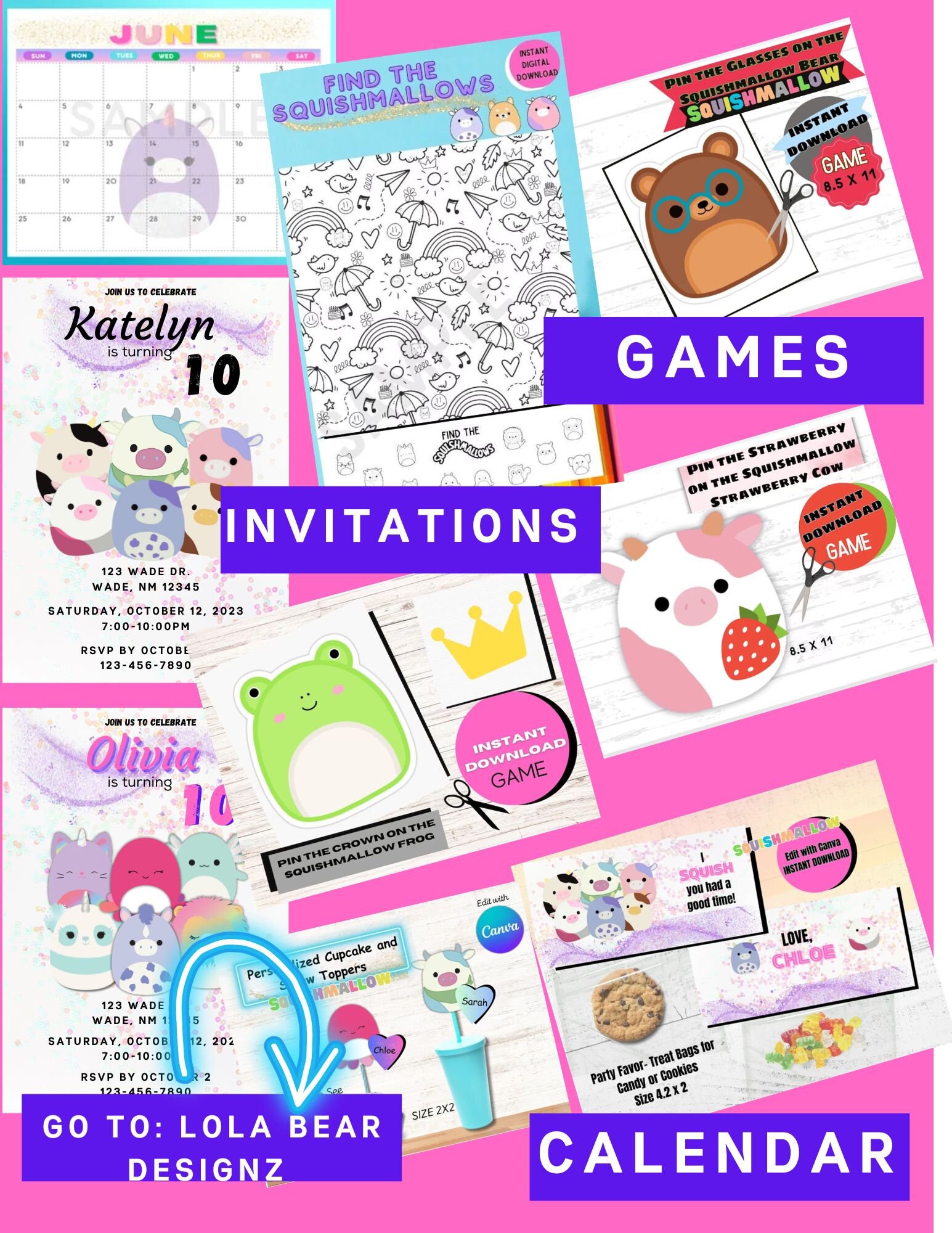 Squishmallow Pool Party Birthday Invitation Personalized Invitation ...