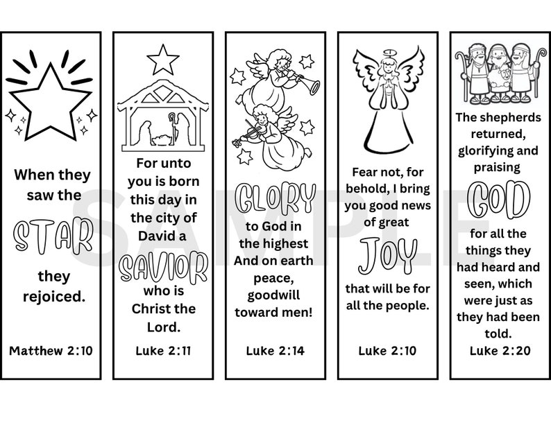 Christmas Themed Bible Verse Coloring Bookmark Activity, Instant ...