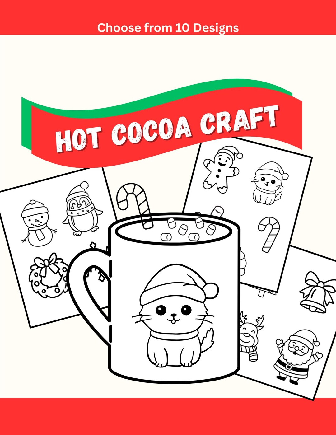 Hot Chocolate Cocoa Christmas Craft for Kids, Printable, Fun Winter ...