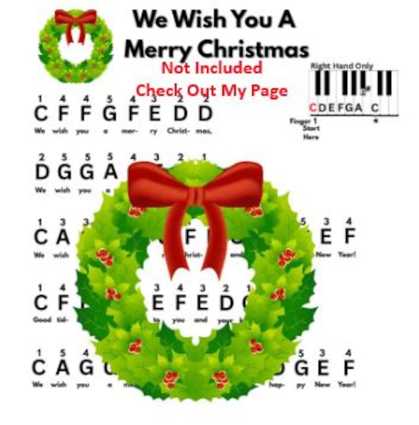 Jingle Bells Easy Beginner Piano Sheet Music Printable Song, Christmas ...