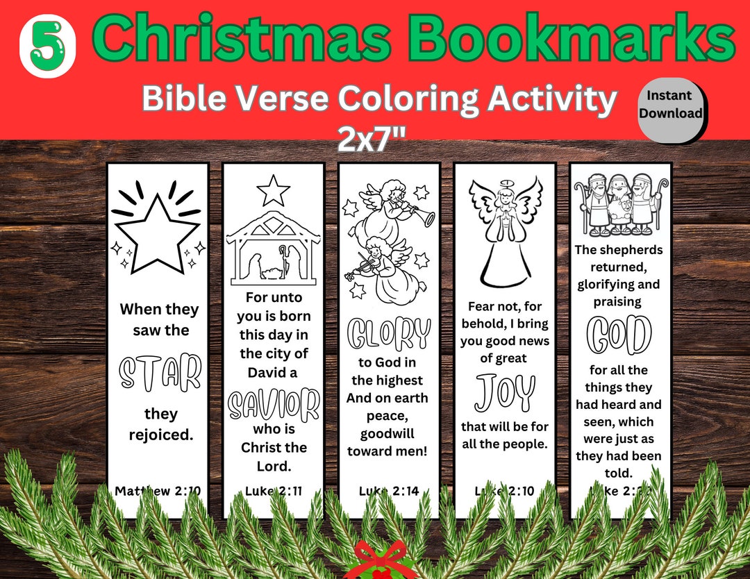 Christmas Themed Bible Verse Coloring Bookmark Activity, Instant ...