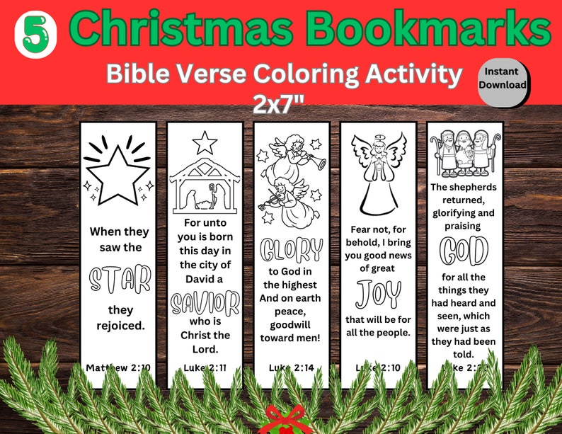 Christmas Themed Bible Verse Coloring Bookmark Activity, Instant ...