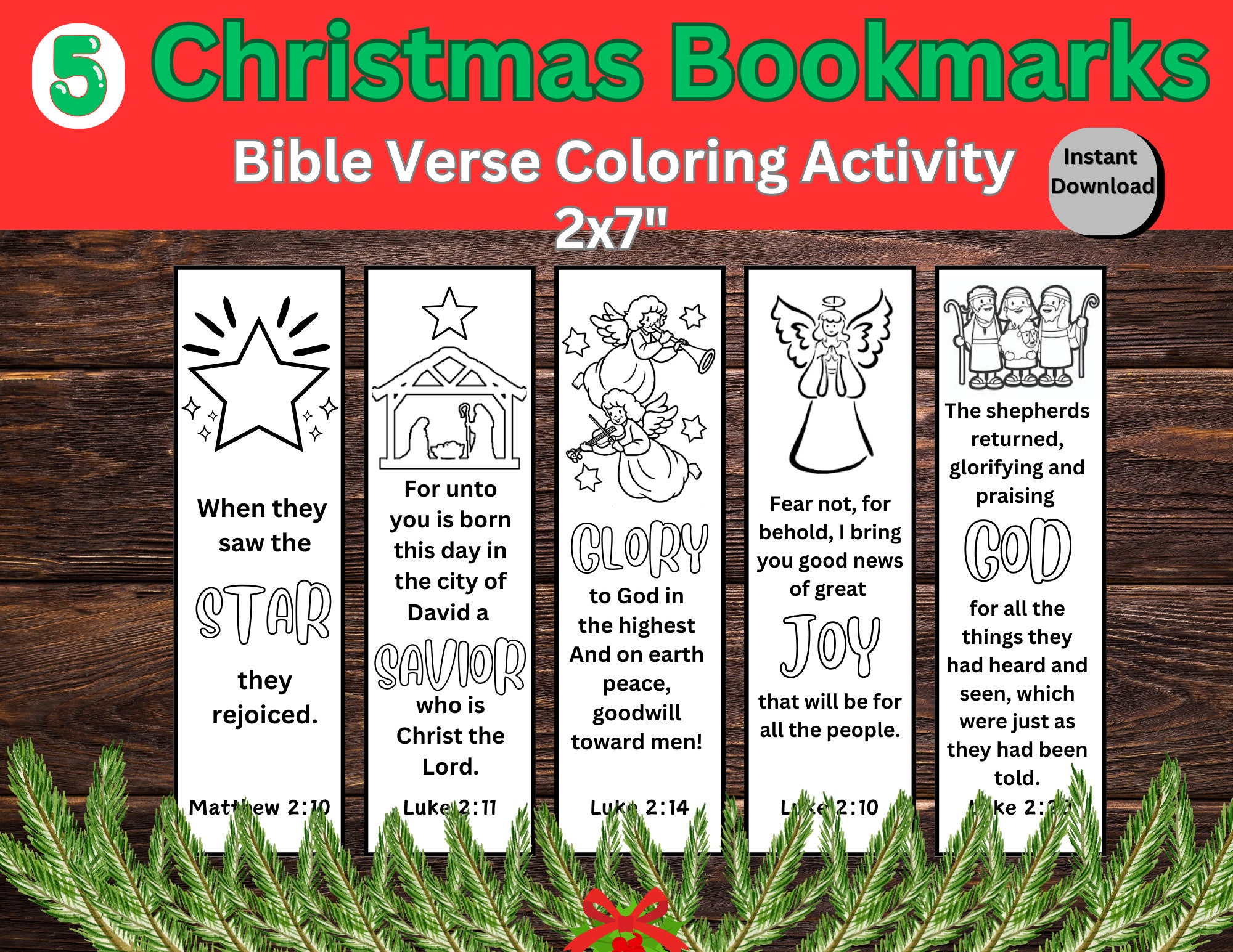 Christmas Bible Verse Coloring Bookmarks: Nativity Scene Printable ...