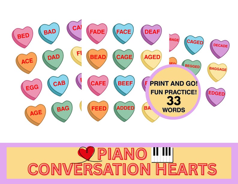 Piano Conversation Heart Game - Etsy