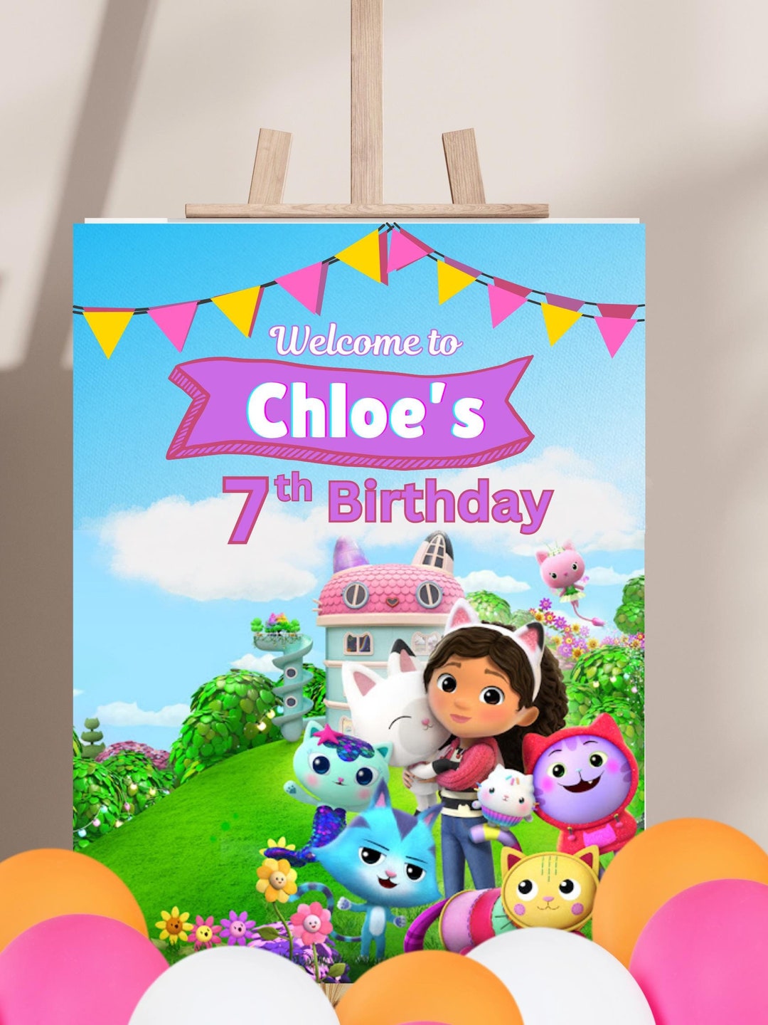 Editable Gabby's Dollhouse Birthday Welcome Sign, Party Signage ...