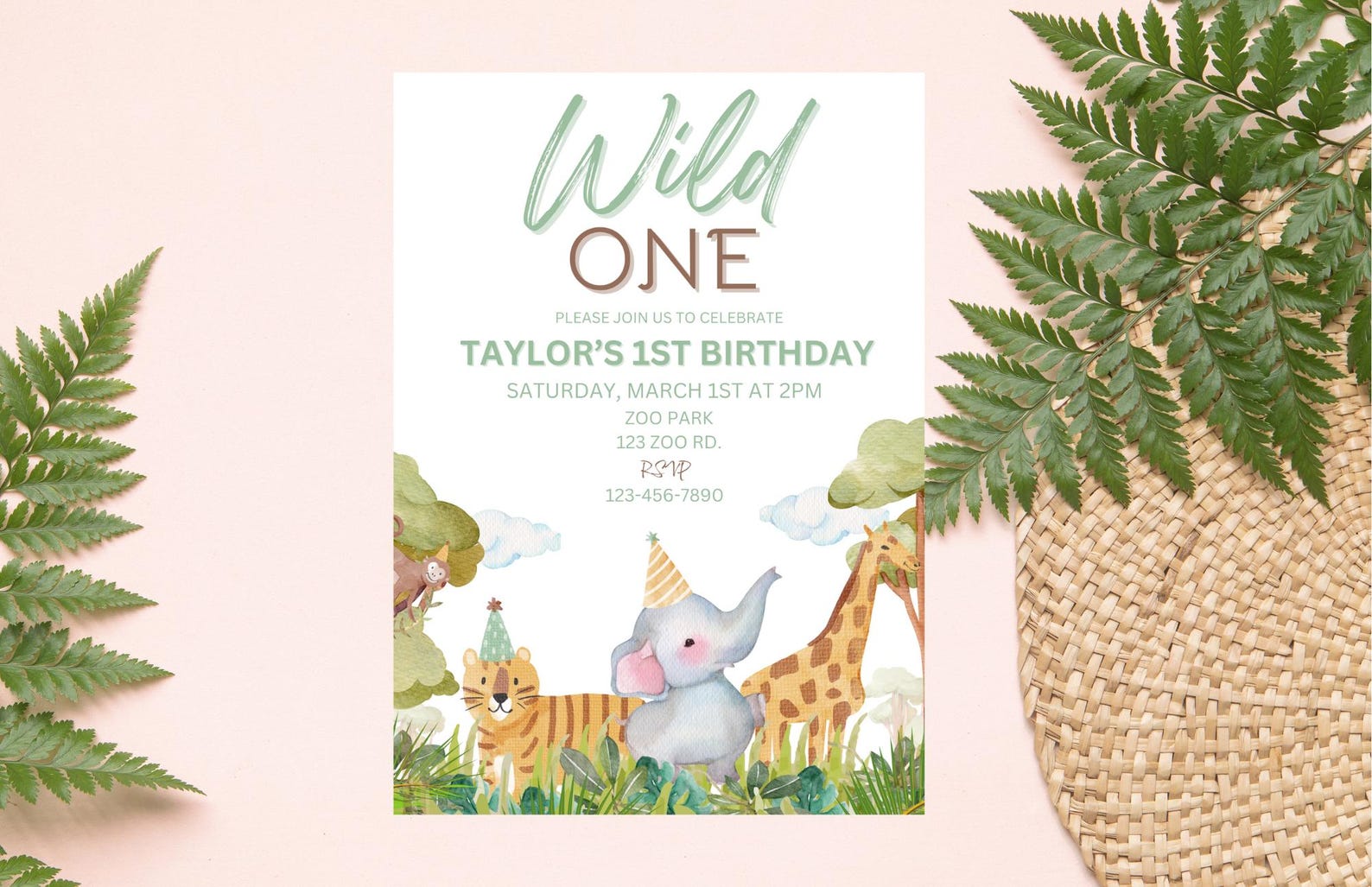 Wild One 1st Birthday Invitation, Wild One Birthday Invitation, Safari ...