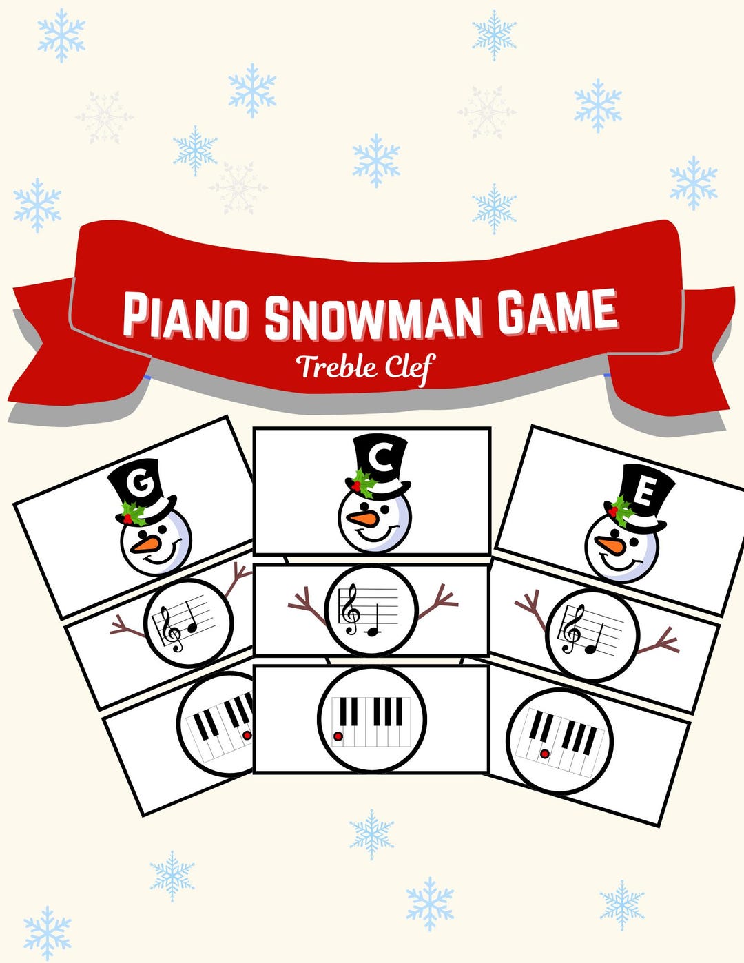 Treble Clef, Piano Build a Snowman, Music Theory, Note Matching Game ...