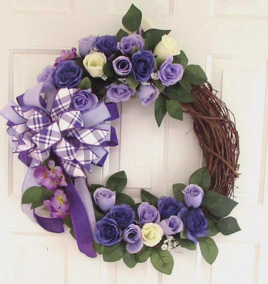 Beautiful Purple Rose Grapevine Wreath - Etsy