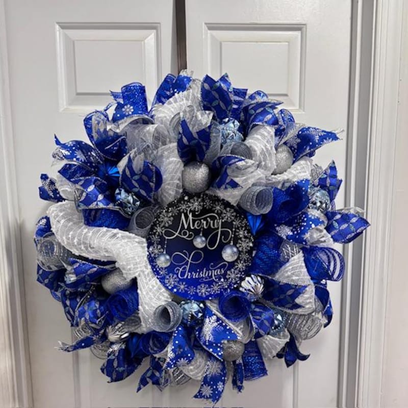 Blue Christmas Wreath - Etsy