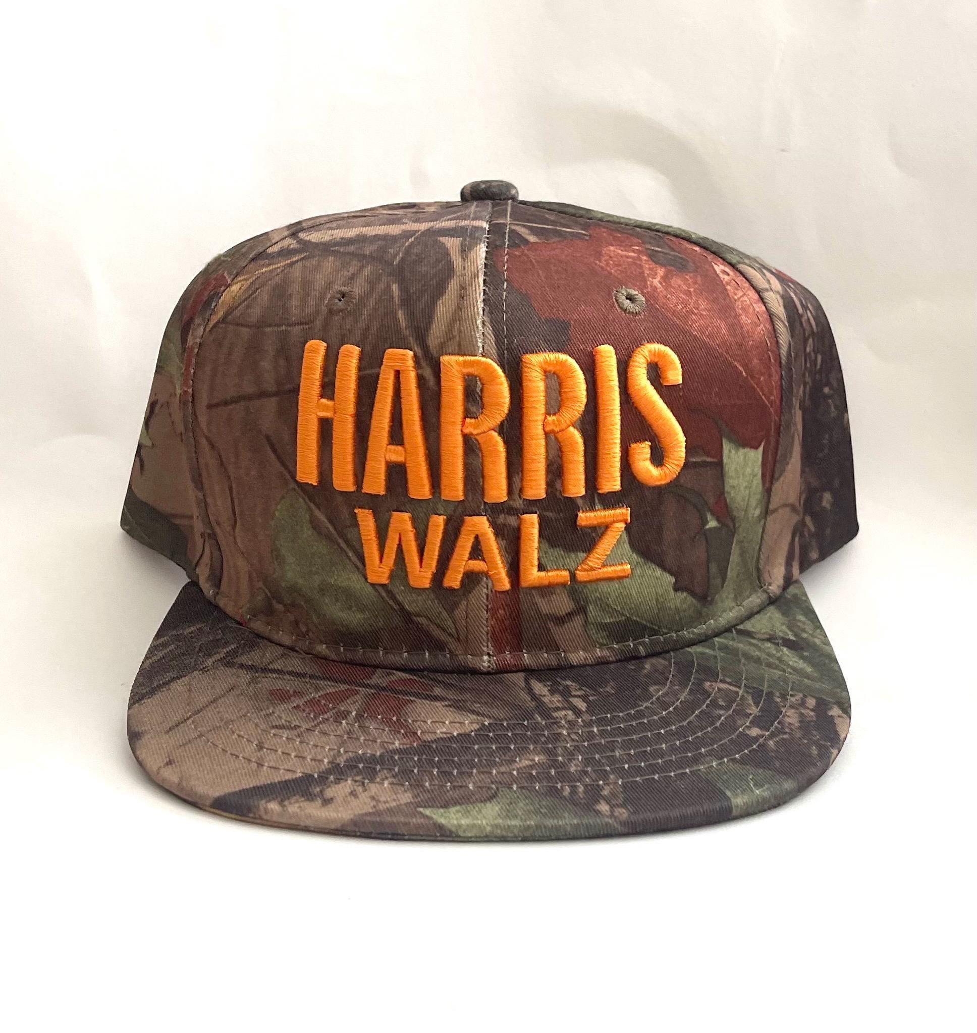 Kamala Harris Tim Walz Hat. Hunter Camo Flat Bill Snapback Embroidered ...