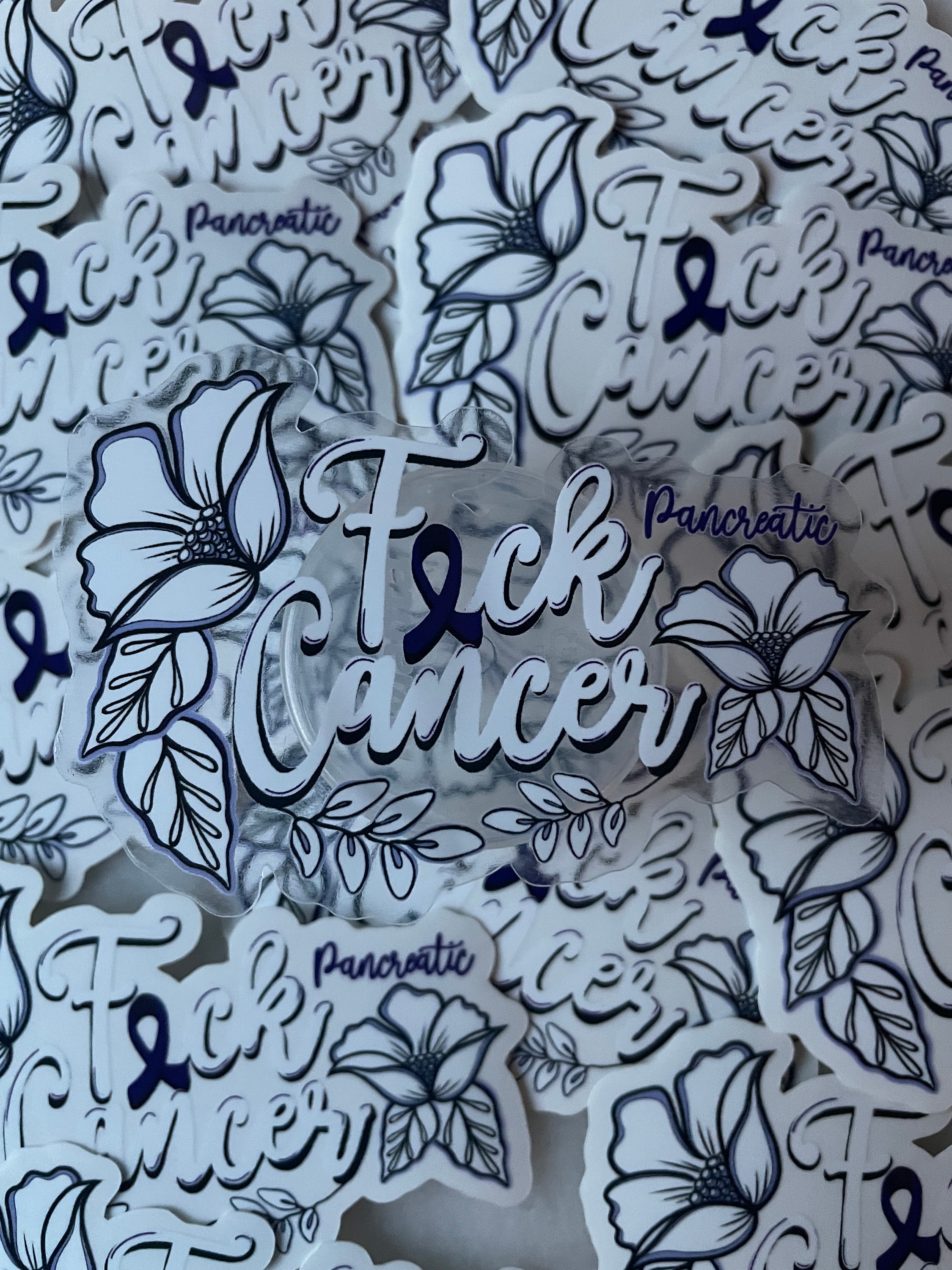 F*ck Pancreatic Cancer Sticker | Purple Ribbon | Clear Sticker - Etsy