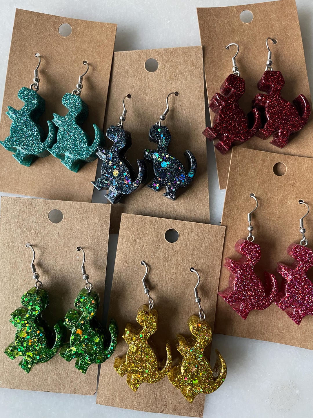 T-rex Resin Sparkle Series Earrings | Rawr | Dinosaur | Glitter ...