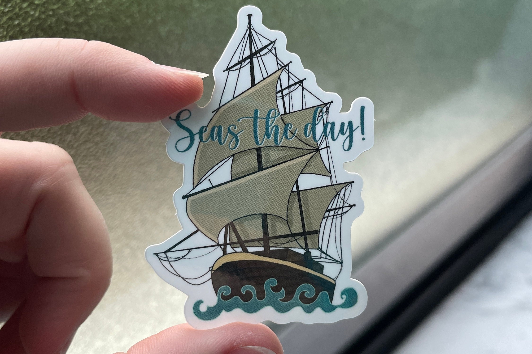 Seas the Day Sticker Seize the Day Ship Sail - Etsy