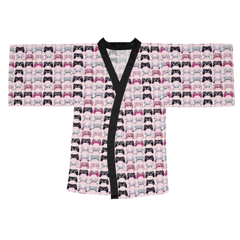Gamer Girl Kimono Robe, Gaming Controller Lounge Wear, Pink Robe With ...