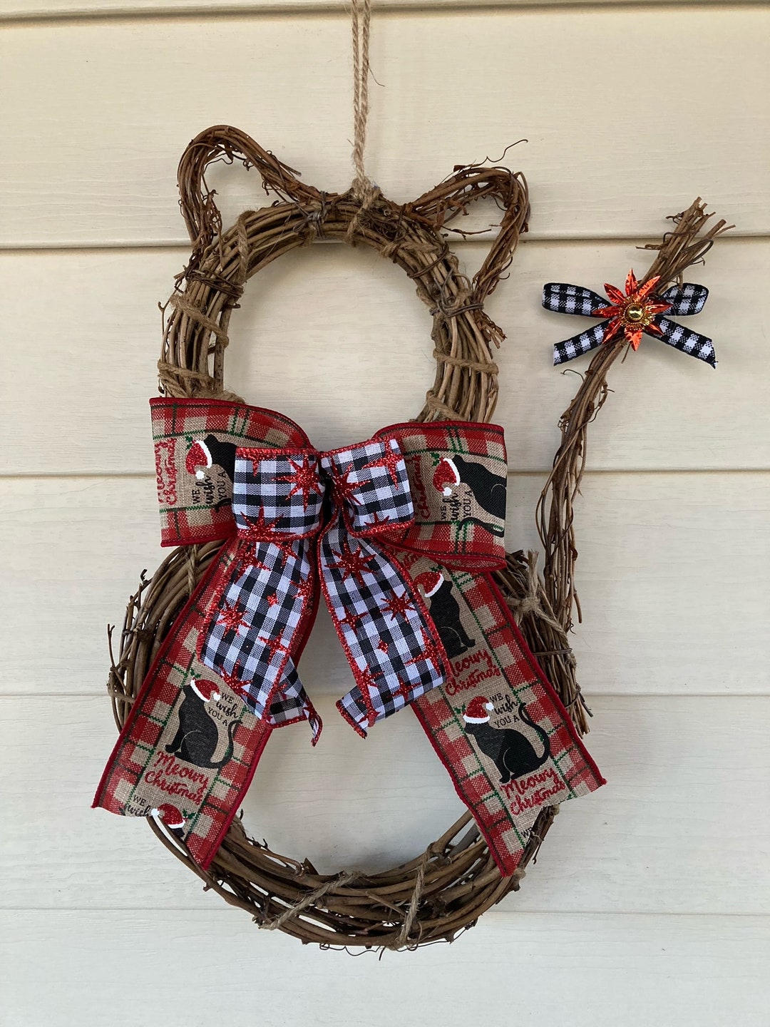 Christmas Cat Wreath, Cat Wreath, Kitty Wreath, Kitty Christmas Wreath ...