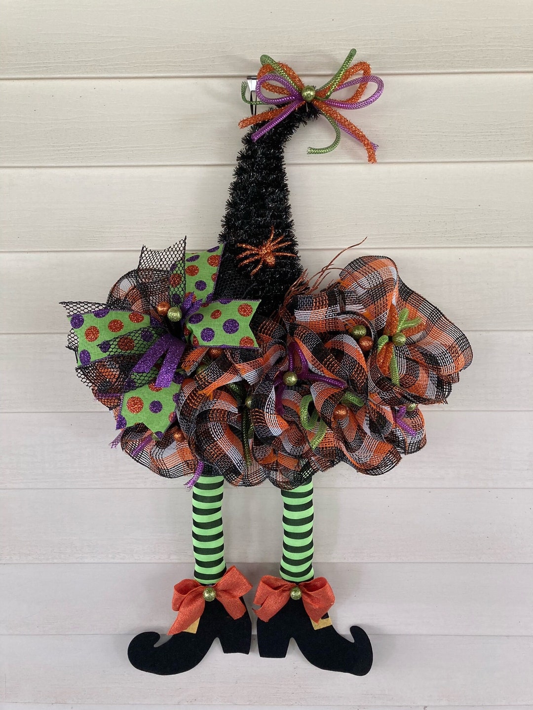 Witch Hat Wreath, Halloween Deco Mesh Witches Hat Wreath, Halloween ...