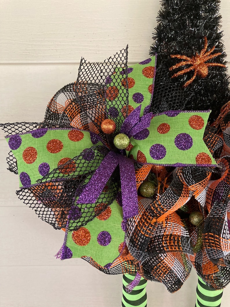 Witch Hat Wreath, Halloween Deco Mesh Witches Hat Wreath, Halloween ...