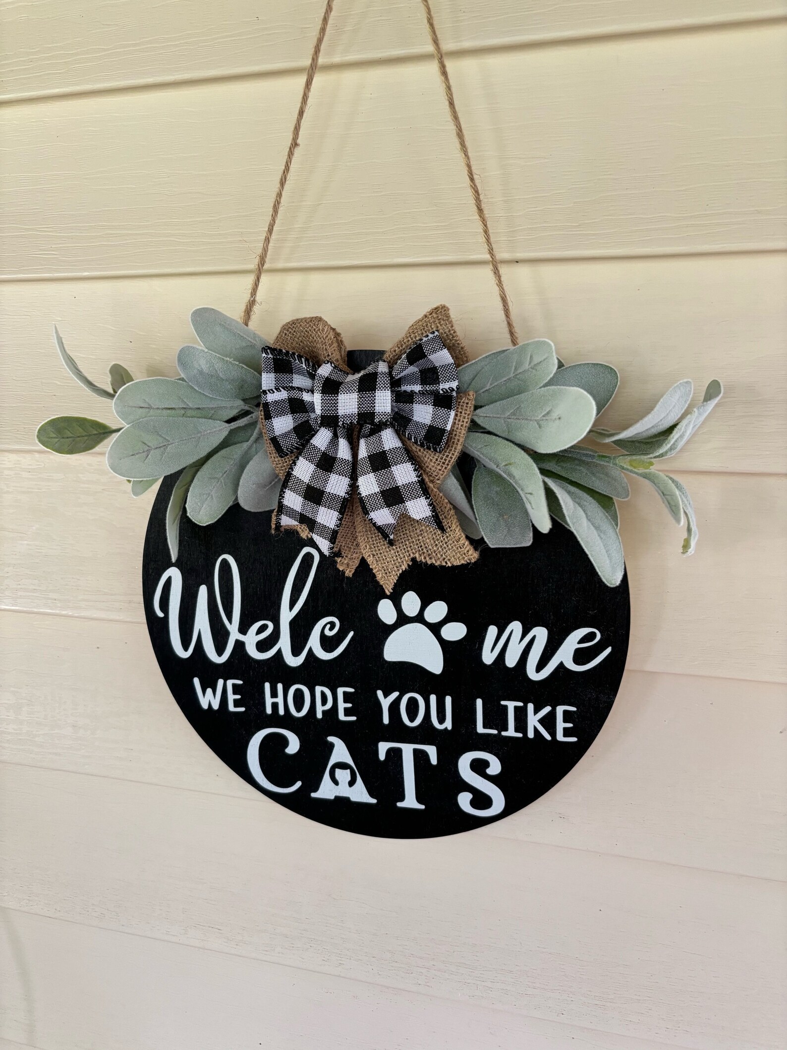 Cat Door Sign, Hope You Like Cats Sign, Cat Lover Gift, Cat Welcome ...