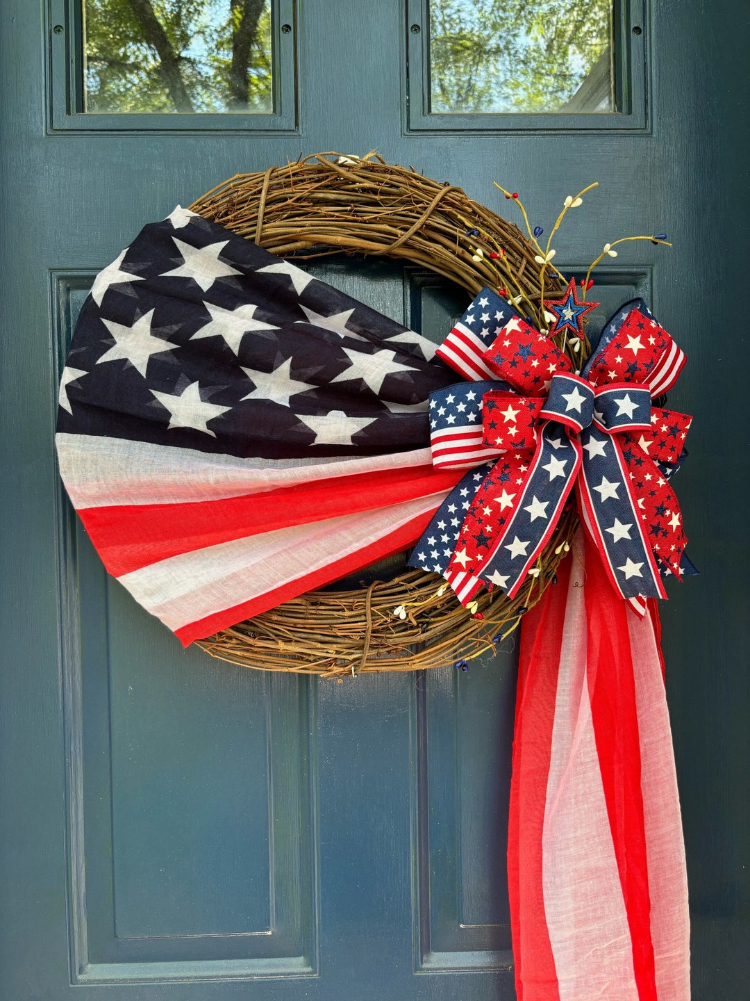 American Flag Wreath, Memorial Day Wreath, 4th of July Wreath, Veteran ...