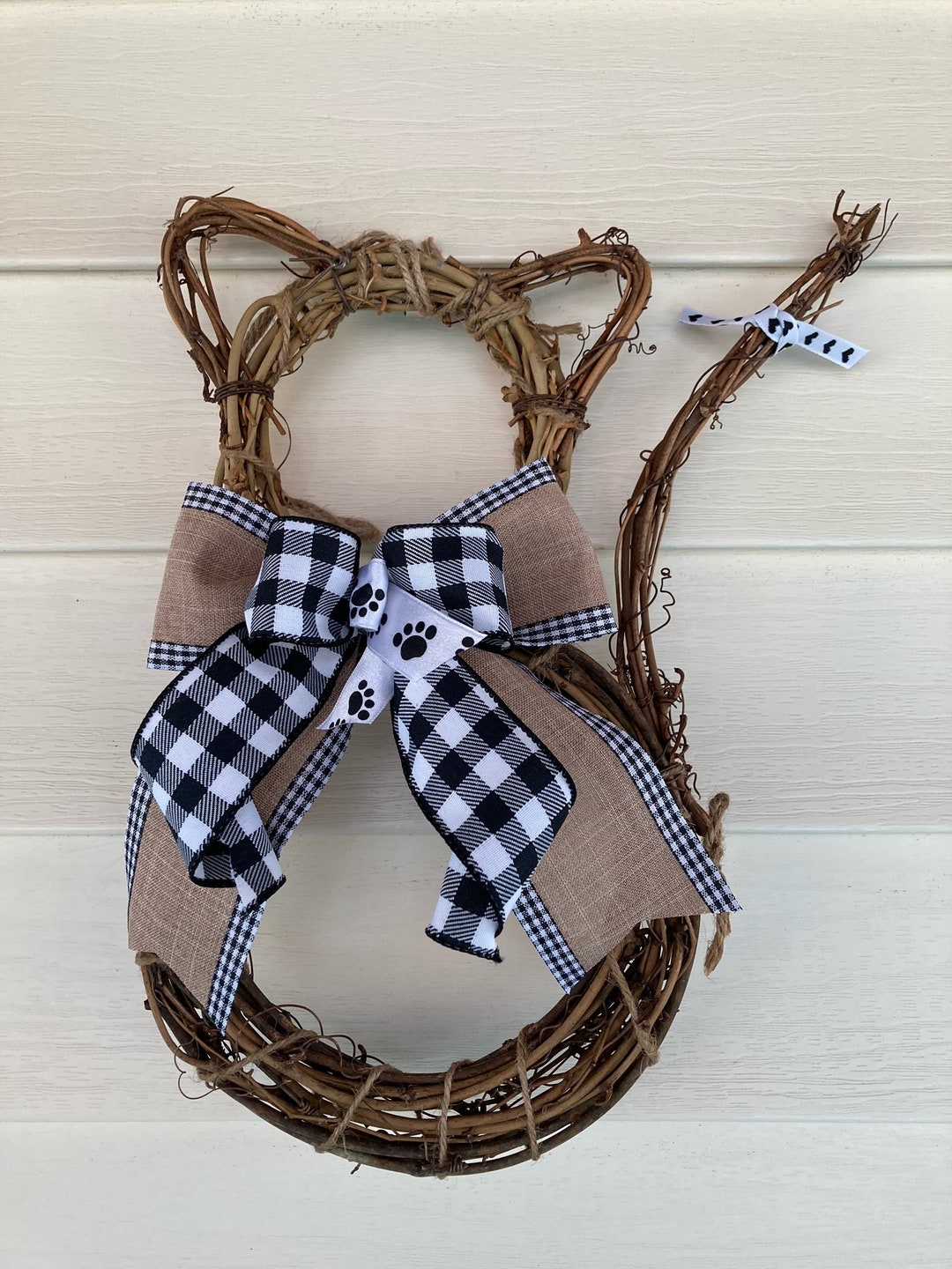 Cat Wreath, Cat Wreath for Front Door, Farmhouse Cat Decor, Kitty ...