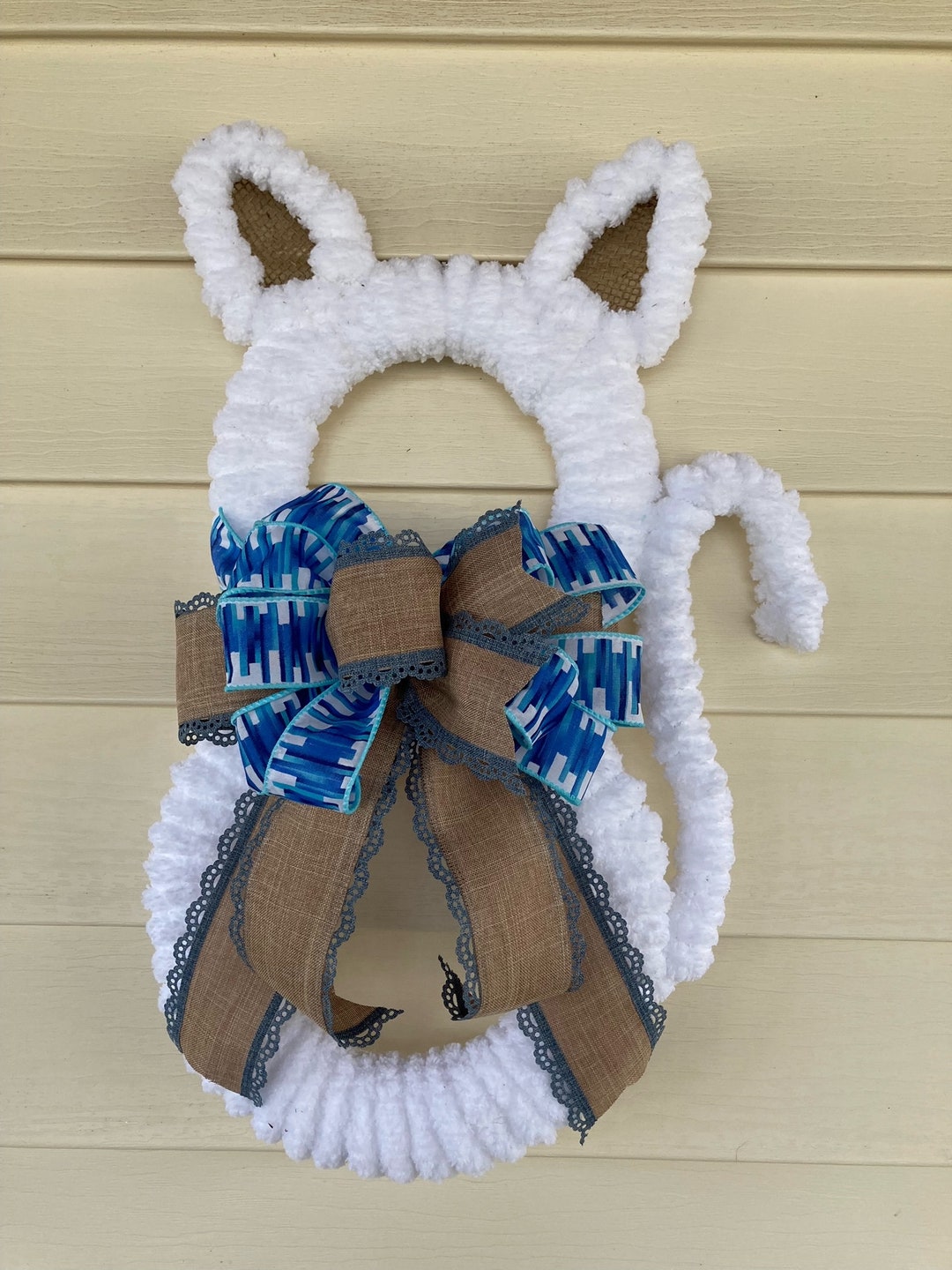 Cat Wreath, White Cat Wreath, Cat Decor, Gift for Cat Owner, Crazy Cat ...