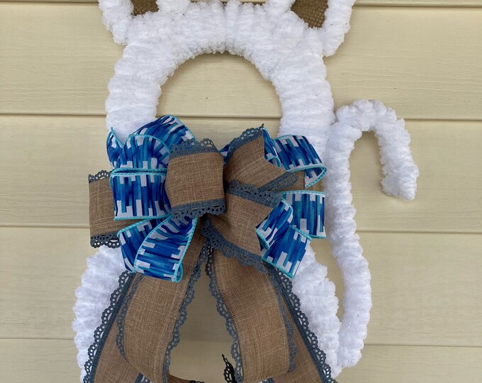 Cat Wreath, White Cat Wreath, Cat Decor, Gift for Cat Owner, Crazy Cat ...