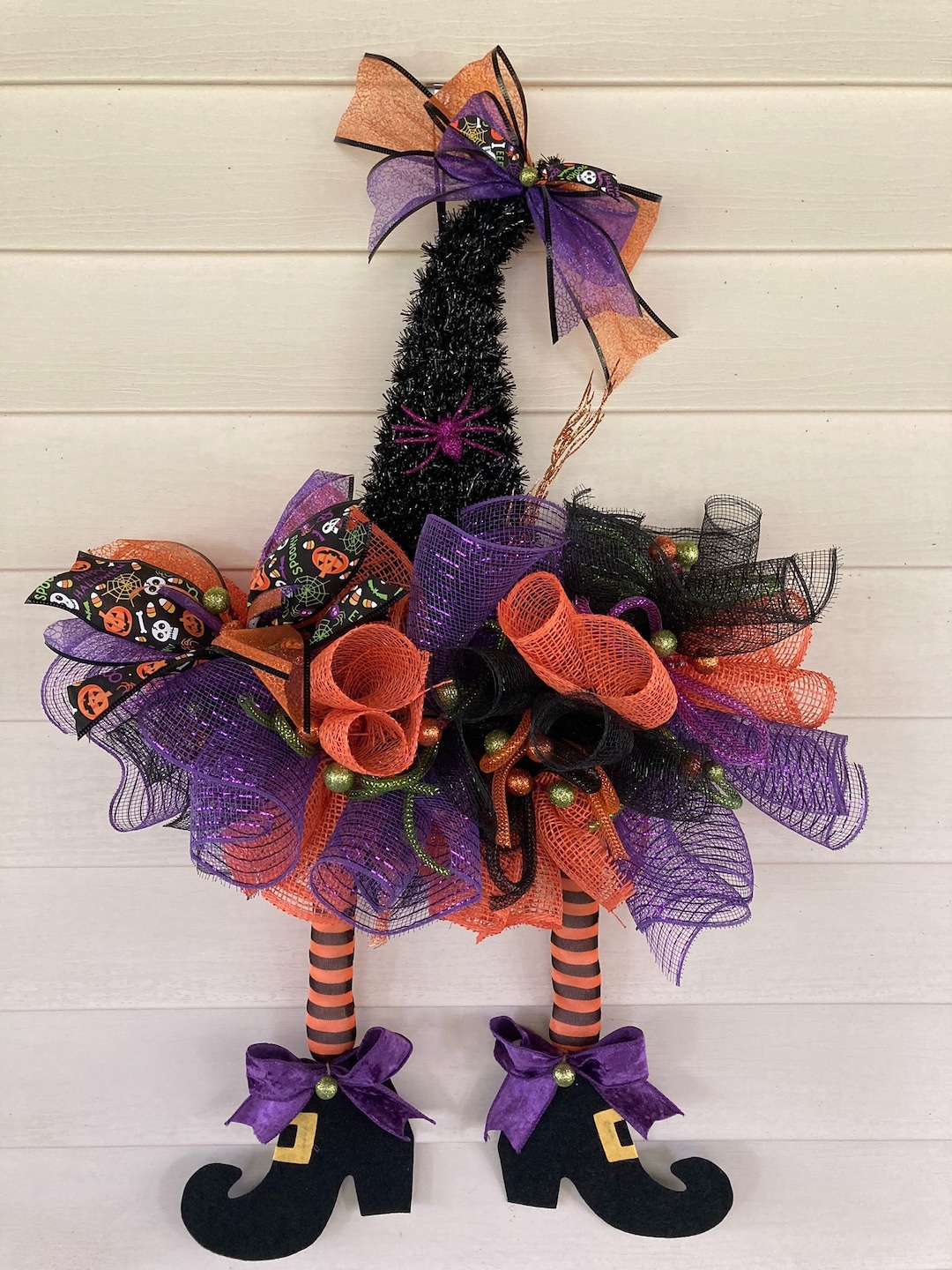 Witch Hat Wreath, Halloween Deco Mesh Witches Hat Wreath, Halloween ...