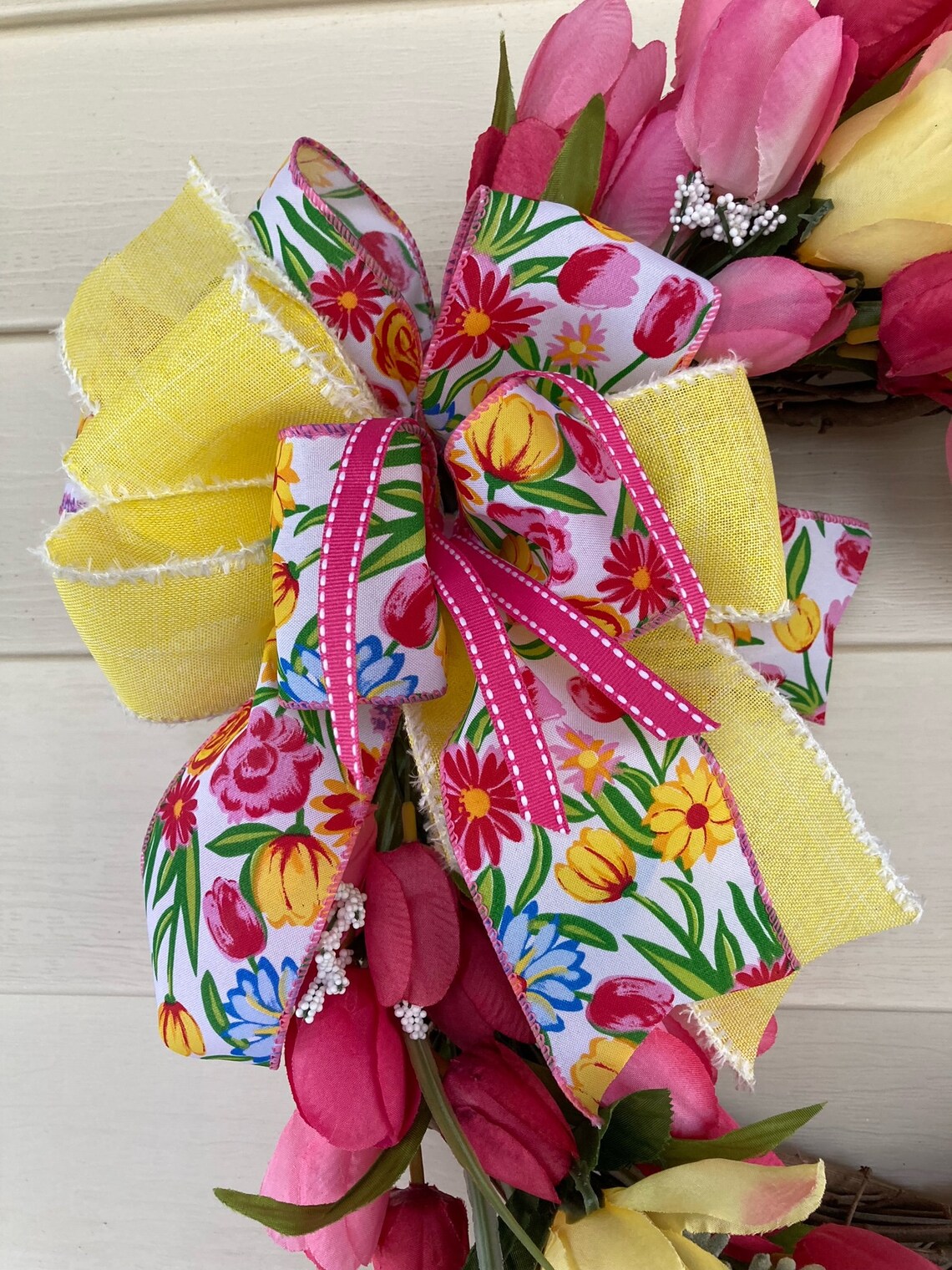 Pink Tulip Wreath, Spring Wreath, Spring Tulip Wreath, Tulip Wreath on ...
