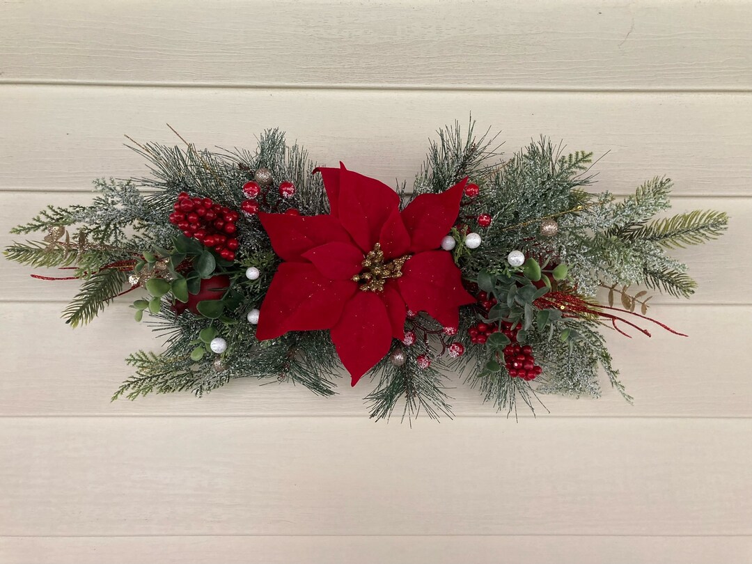 Christmas Swag, Christmas Wreath, Poinsettia Wreath, Christmas Decor ...