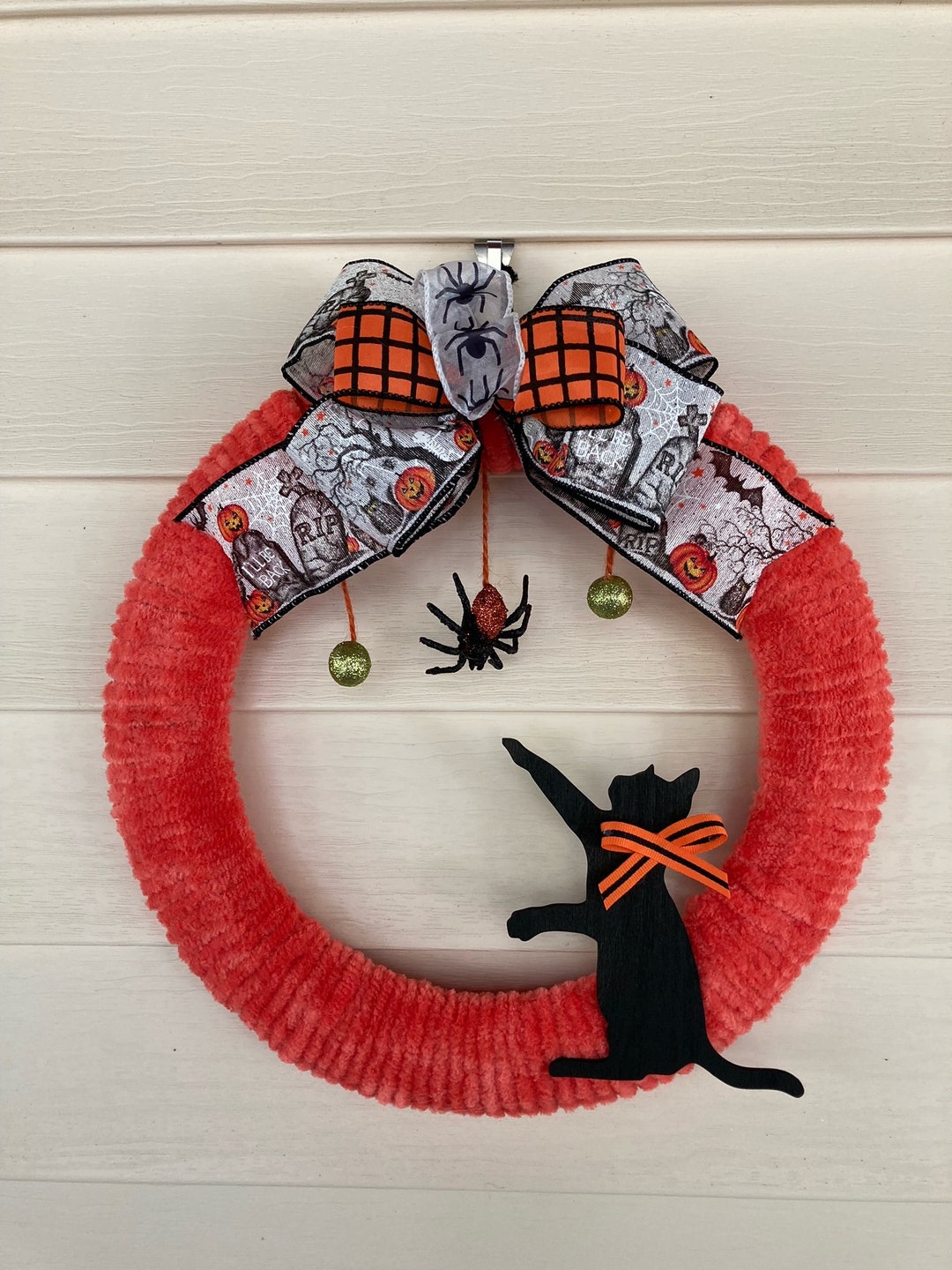 Halloween Cat Wreath, Cat Wreath, Cat Lovers Wreath, Cat Wreath for ...