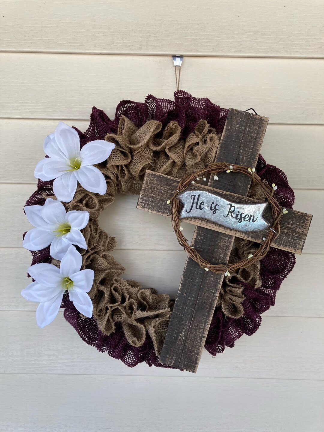 Easter Christian Wreath, He is Risen Wreath, Christian Wreath, Easter ...