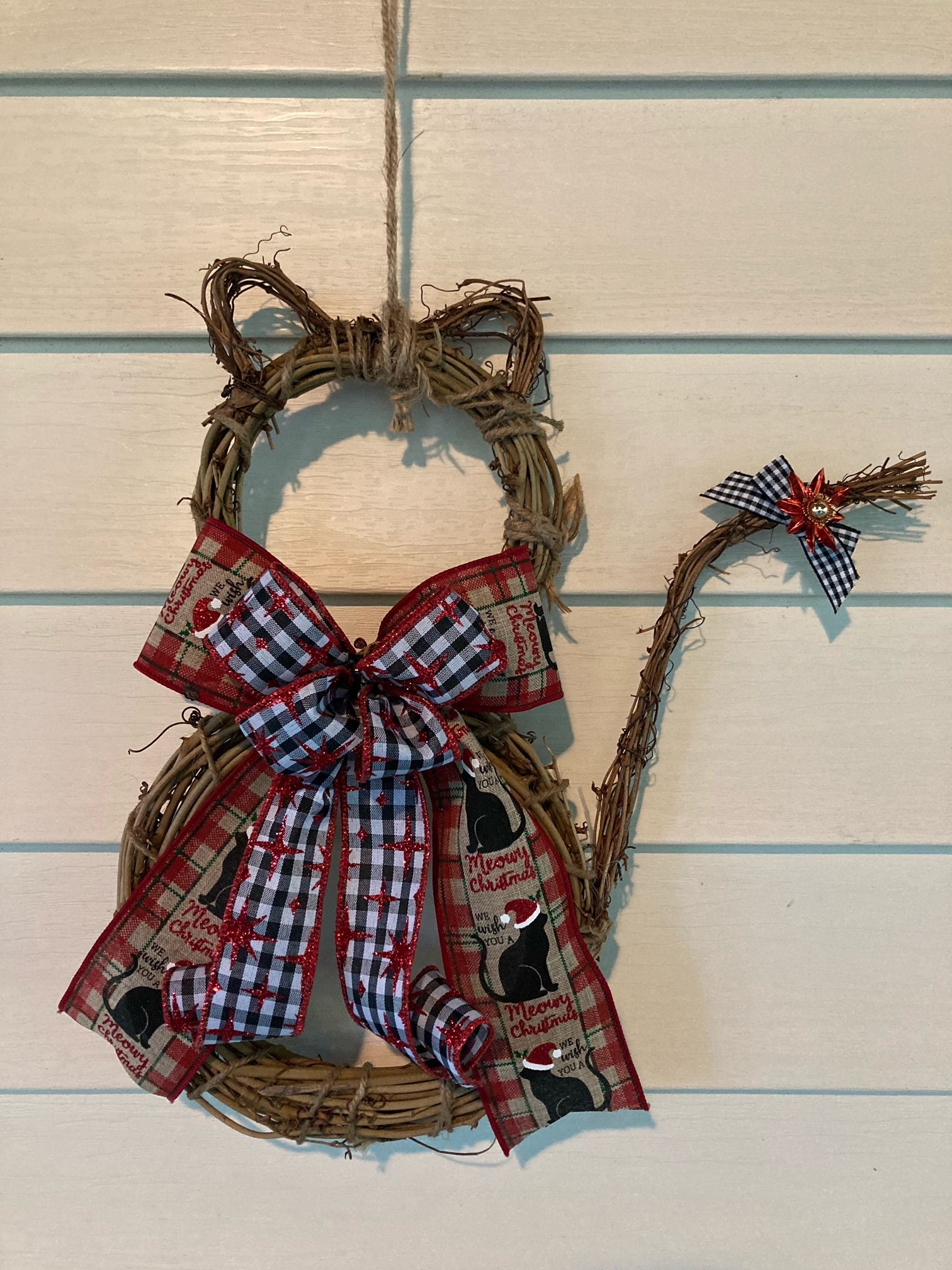 Christmas Cat Wreath Cat Wreath Kitty Wreath Kitty - Etsy