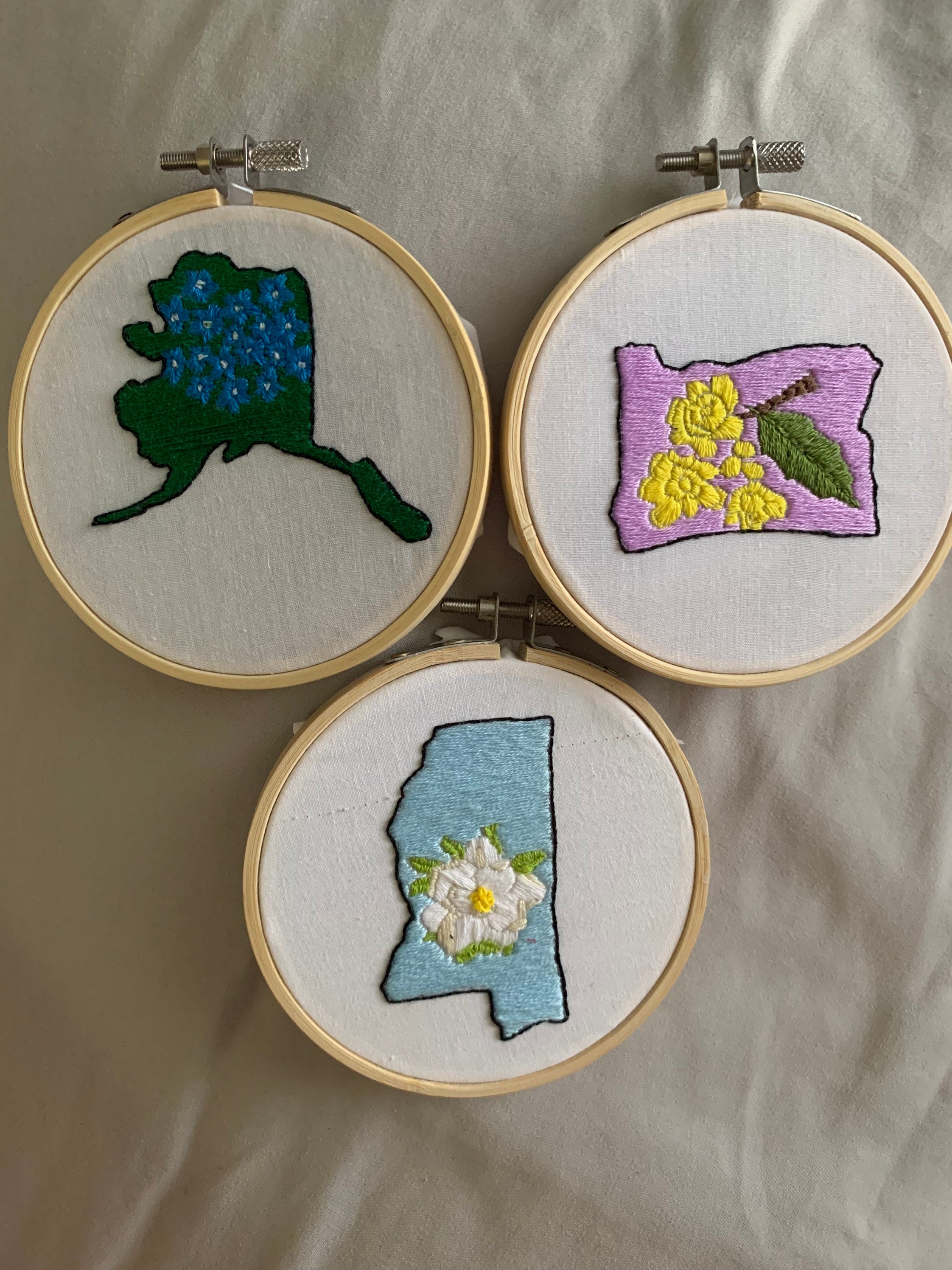 Hand Embroidery State and Flower, State Flower Embroidery, Hoop Art ...