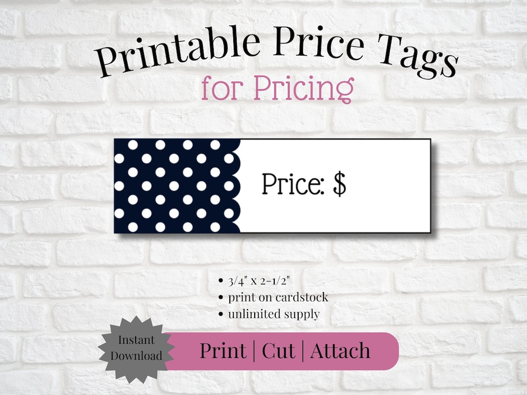 Printable Price Tags | Instant Download | Print, Cut & Attach to ...