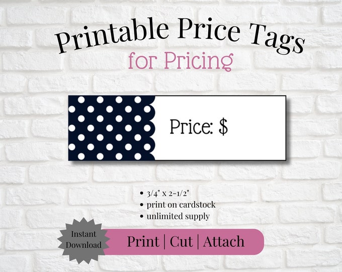 Printable Price Tags | Instant Download | Print, Cut & Attach to ...