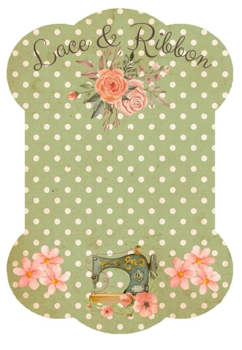 Printable Spool Card for Lace and Ribbon Junk Journal Instant Download ...