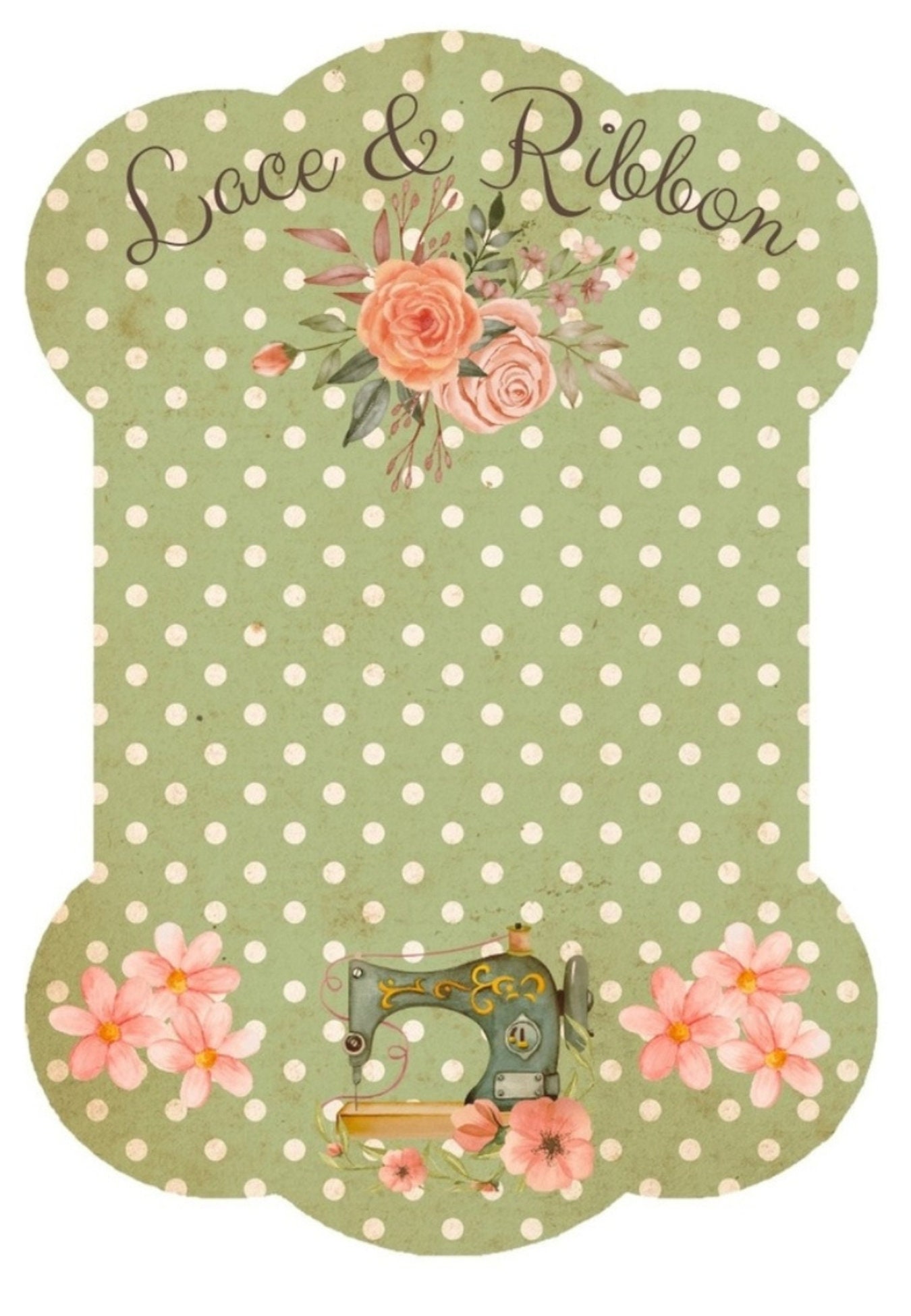 Printable Spool Card for Lace and Ribbon Junk Journal Instant Download ...